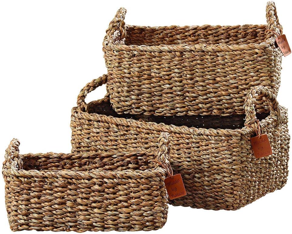 Amazon.com: Made by Nature Rectangular Rustic Chunky Weave Seagrass ...