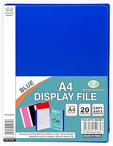 Set of 1】- A4 Blue Display File, 20 Pockets Display Book, Presentation ...