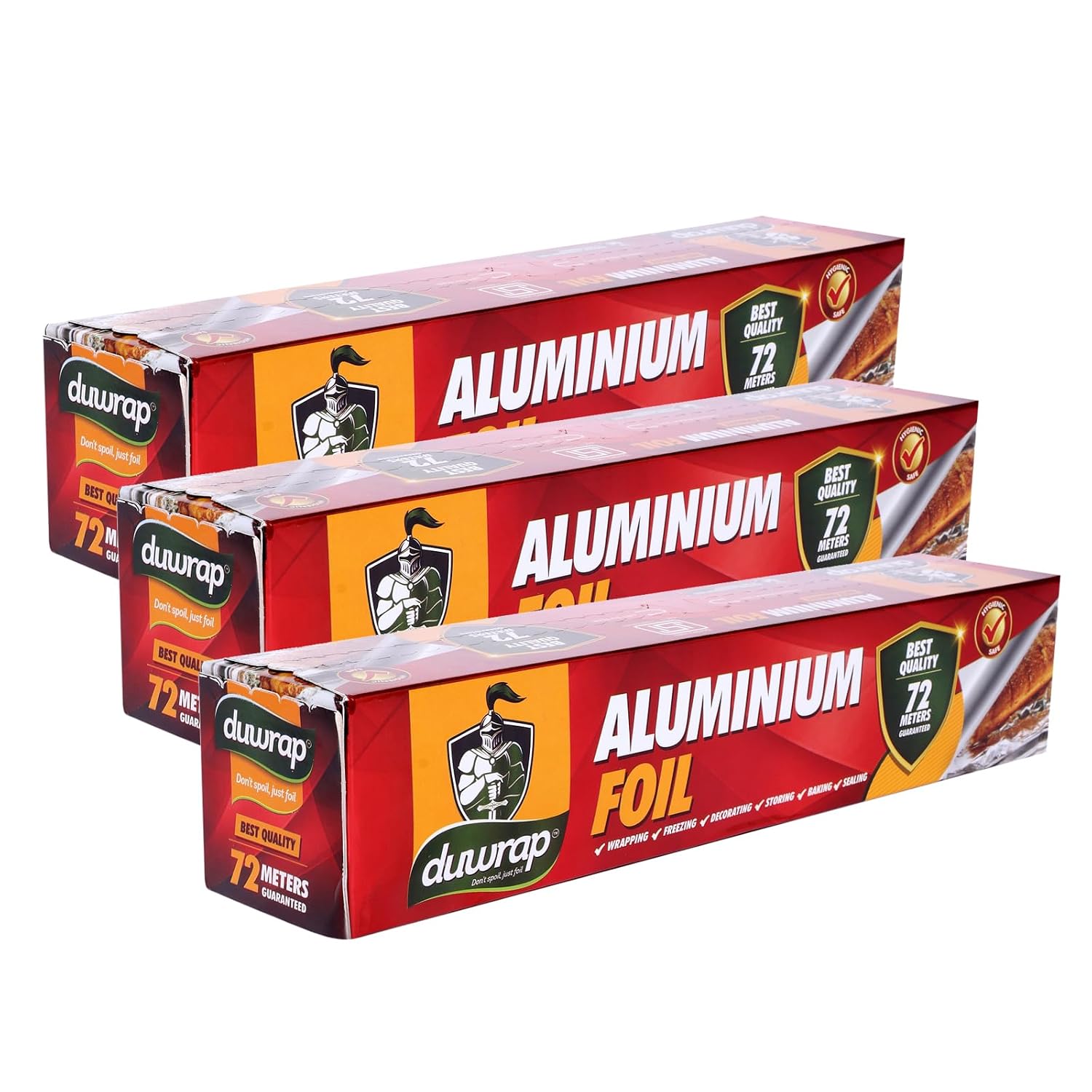 Duwrap Aluminium Silver Foil 72 Meters, Pack of 3 [72m x 3 Rolls ...