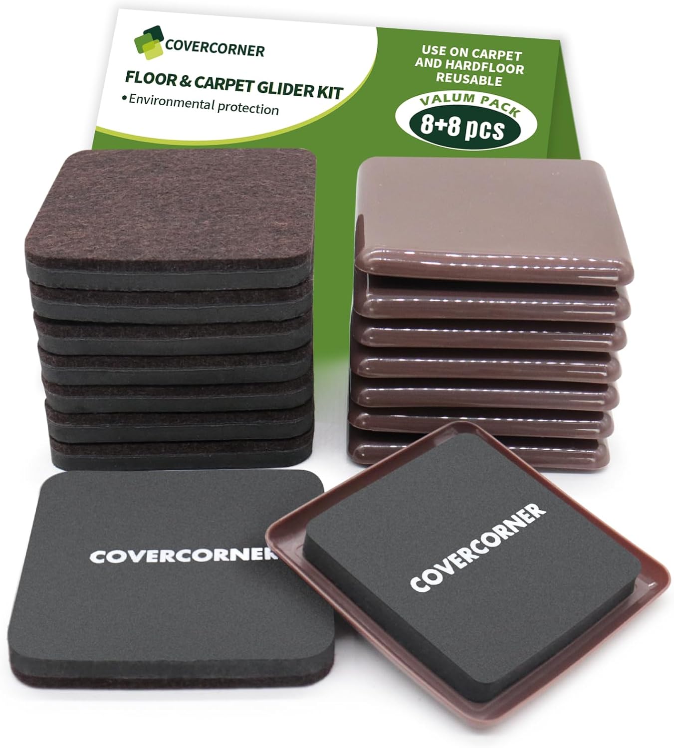 Amazon.com: COVERCORNER Furniture Sliders for Hardwood Floors, Square ...