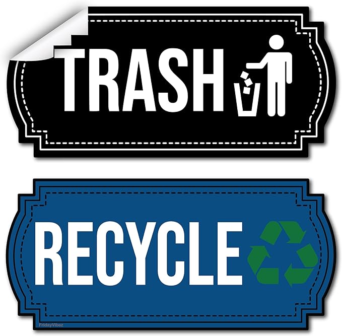 Amazon.com: Recycle and Trash Stickers for Trash Cans - Vinyl Recycling ...