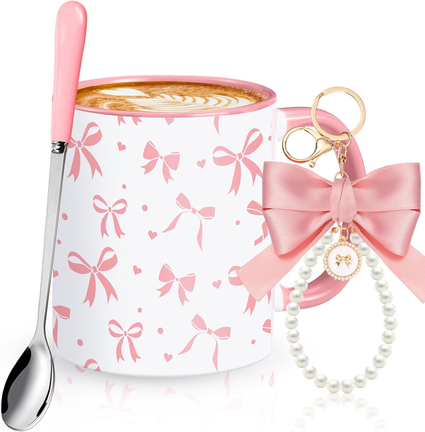 Amazon.com: Sliner Pink Bow Coffee Mug Coquette Cup Mothers Day Wedding ...