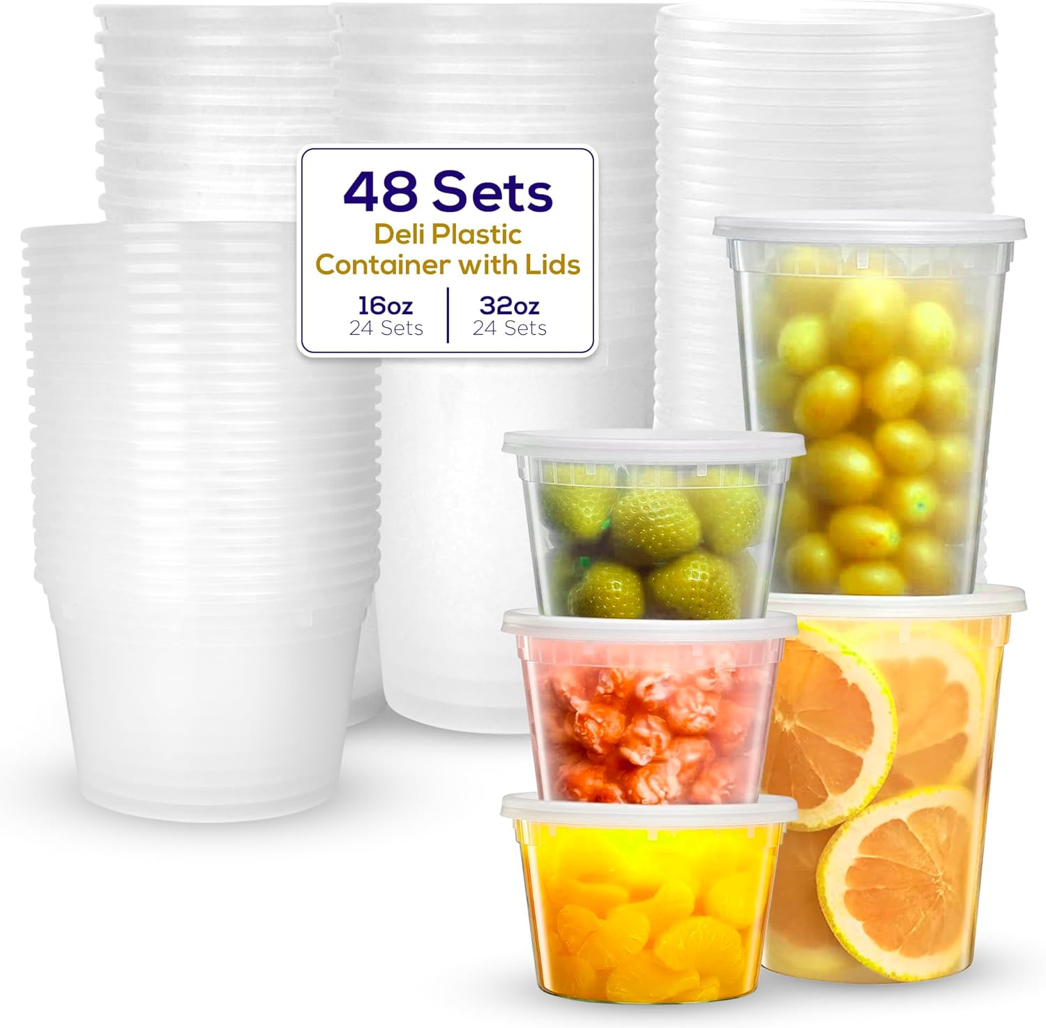 Amazon.com: Supreme Deli Plastic Storage Containers with Lids 16 oz ...