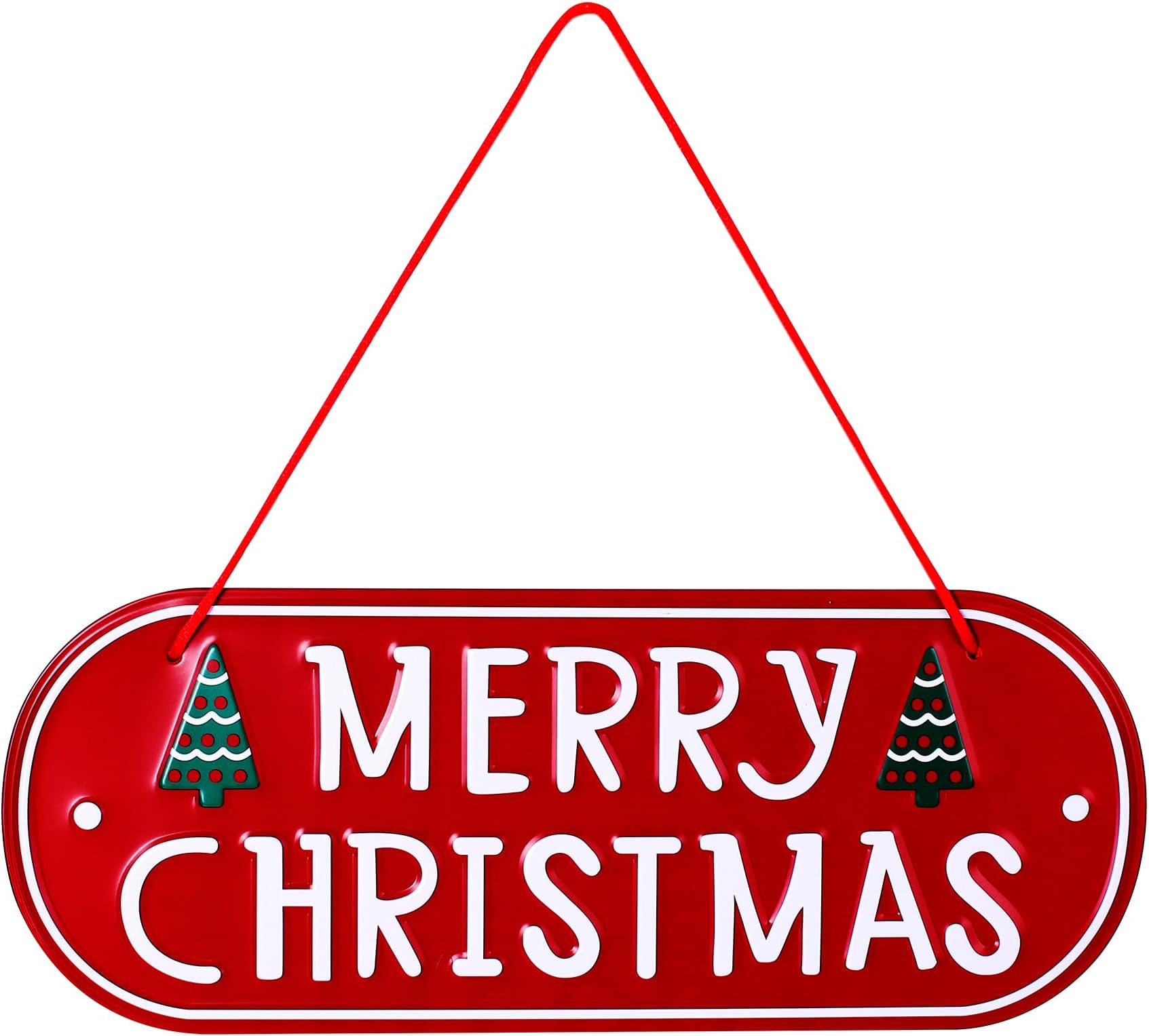 Amazon.com : Merry Christmas Hanging Metal Sign for Tree, Door, Home ...