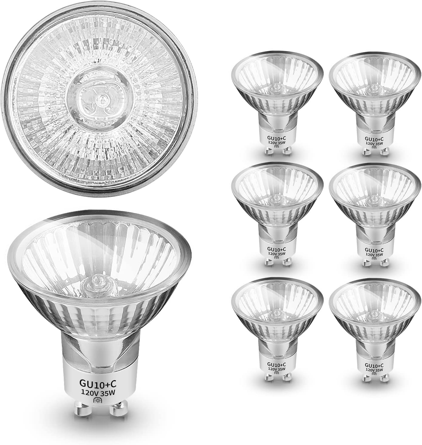35W GU10 Halogen Light Bulb, 6 Pack MR16 GU10+C Halogen Bulbs, 3000 ...