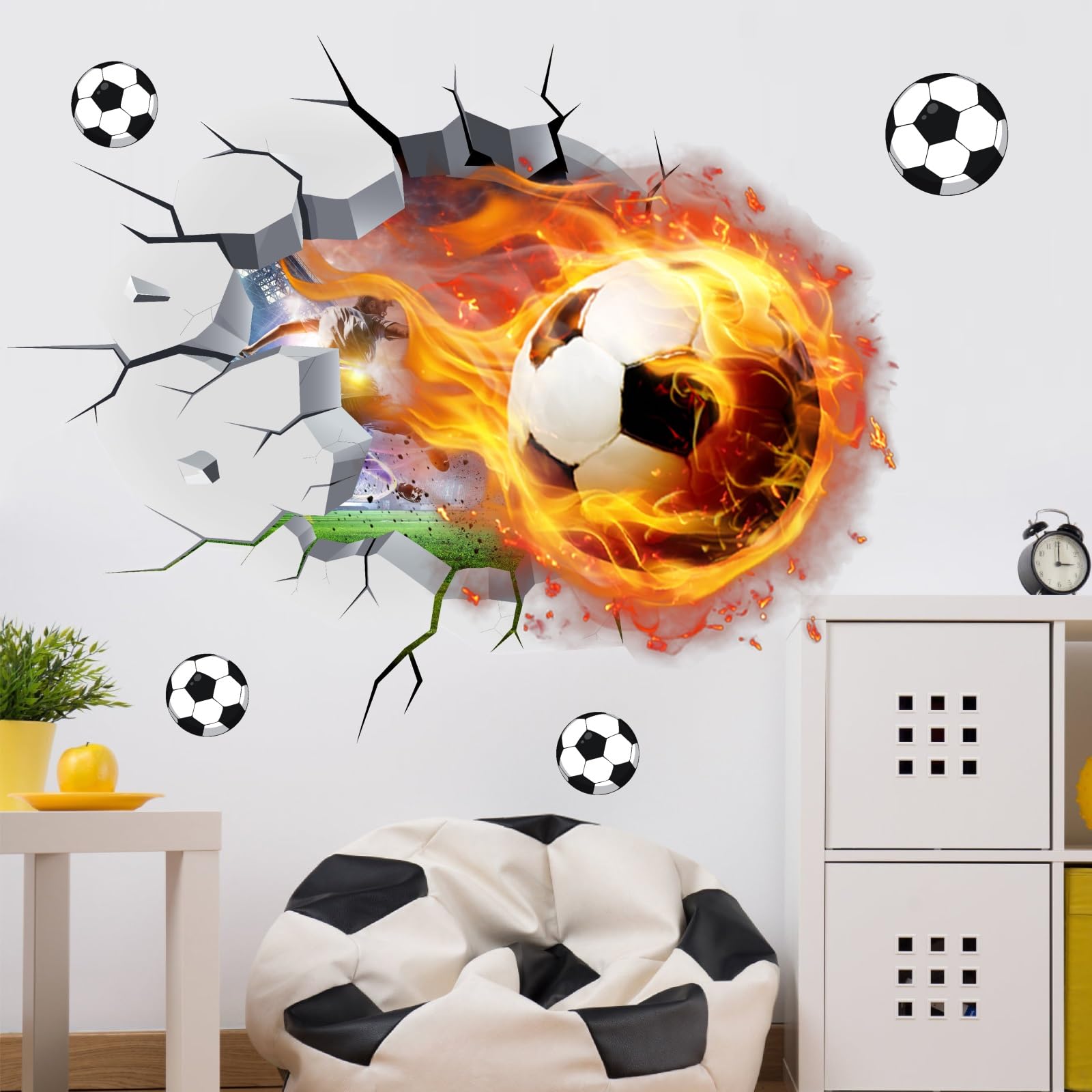 Football Wall Stickers Football Wall Decals for Boys Bedroom Decor 3D ...