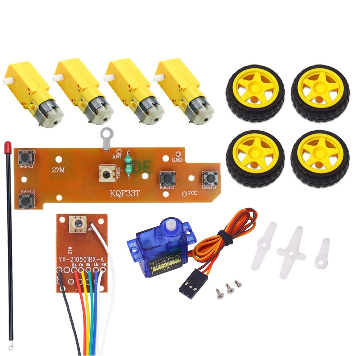 Electronic Spices Combo of Single Shaft BO Motor and Rubber Wheels with ...