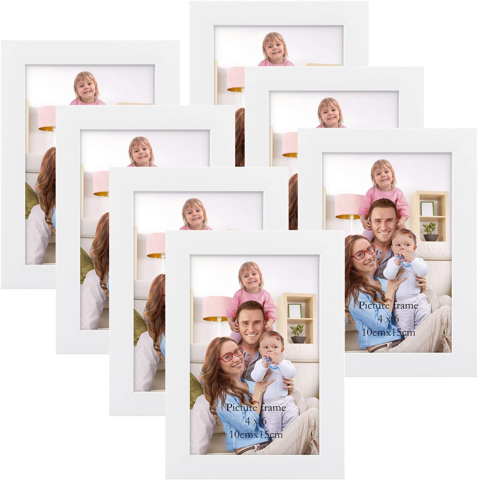 Icona Bay 6x4 Picture Frames (White, 6 Pack), Sturdy Wood Composite ...