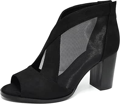 Amazon.com | SICARE Cut Out Mesh Sandals High Block Heels Peep Toe Summer Ankle Boots | Heeled ...