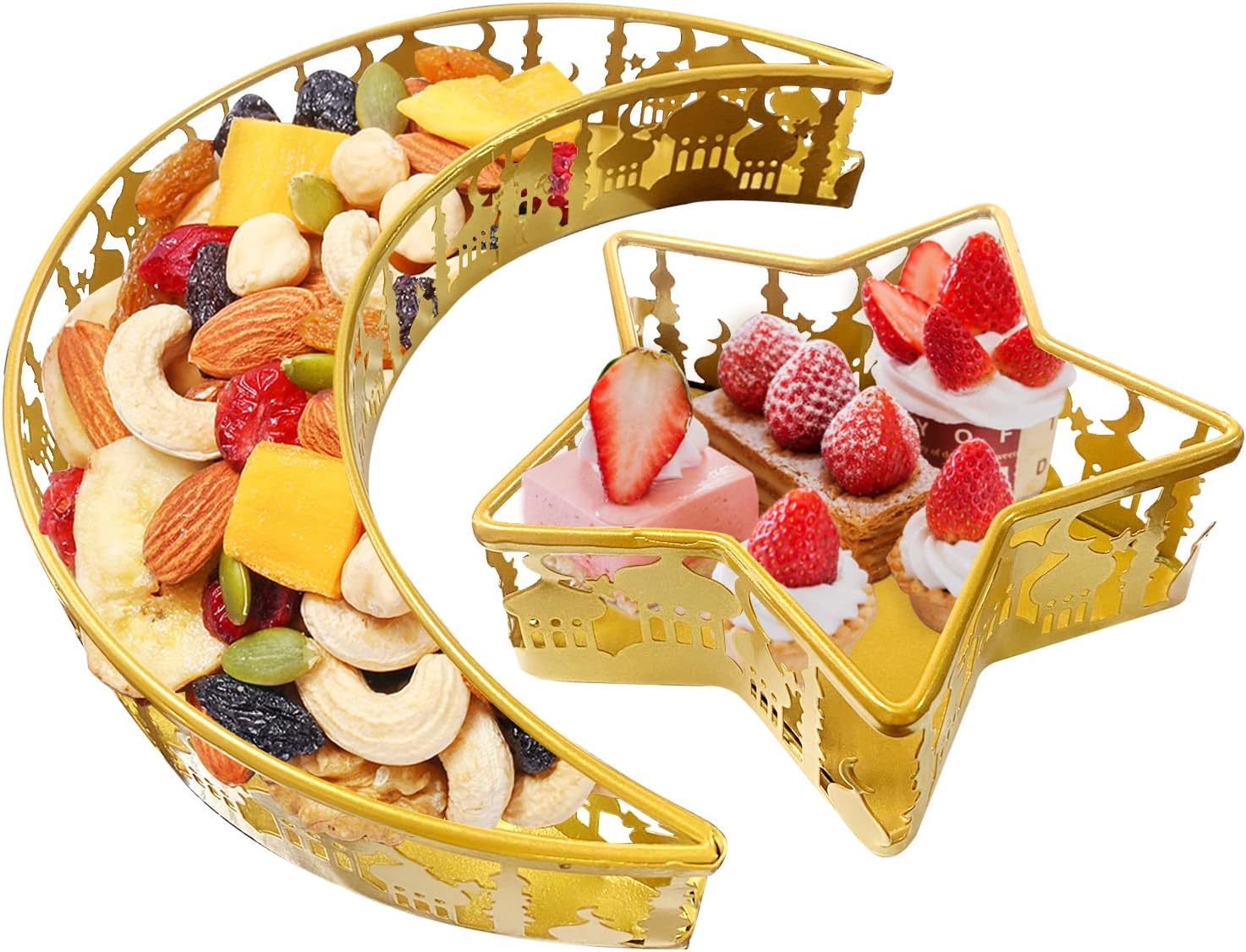 Amazon.com: 2 Pcs Eid Mubarak Moon Star Dinner Plate Tray Ramadan ...