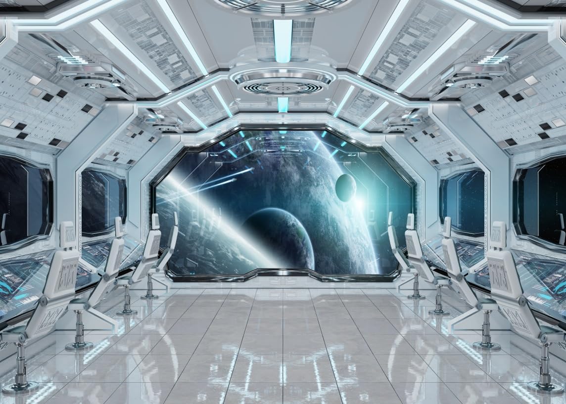 Amazon.com : BELECO 7x5ft Fabric Futuristic Spaceship Interior Backdrop ...
