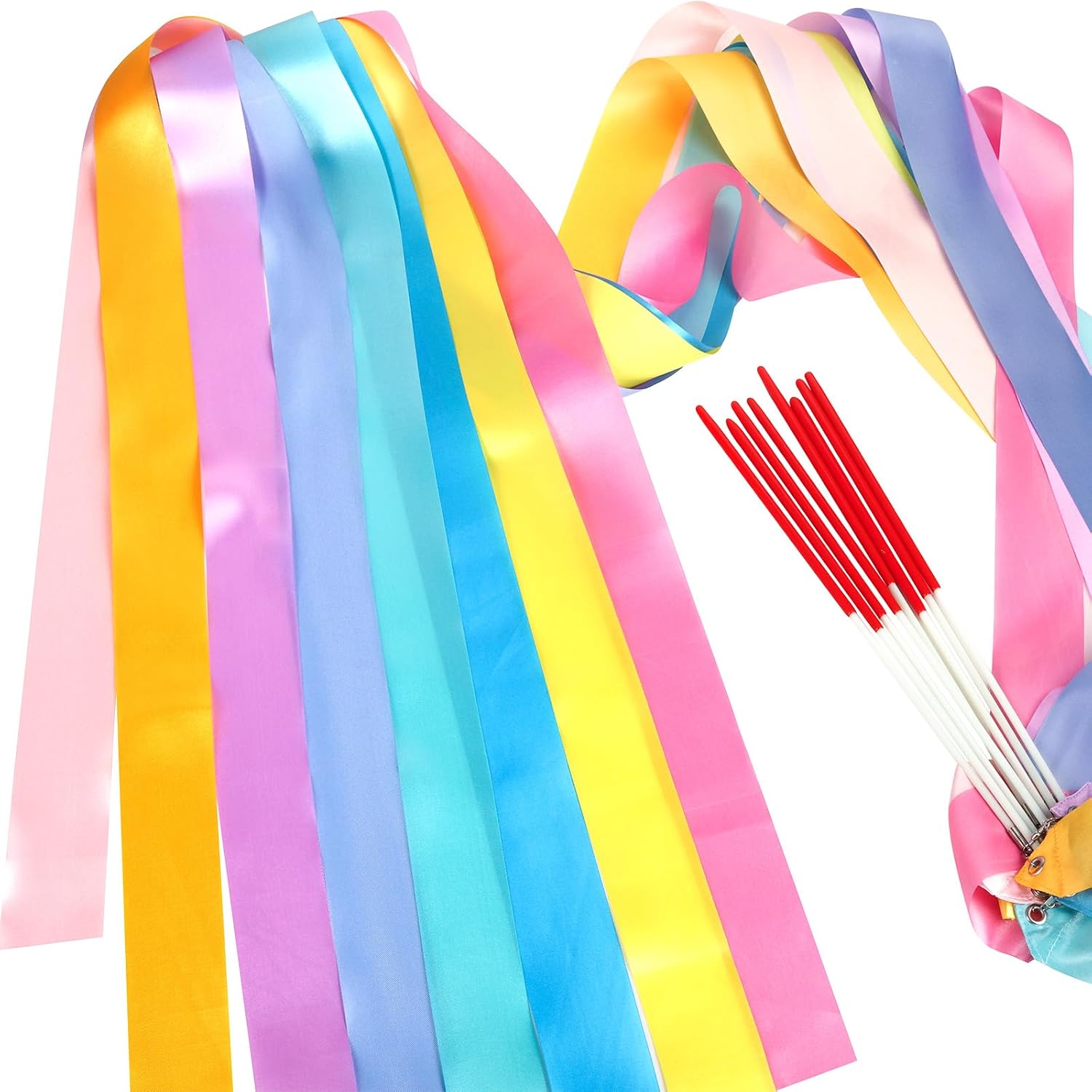 Amazon.com: HiUnicorn 16PCS Pastel Rainbow Gymnastics Dance Ribbons ...