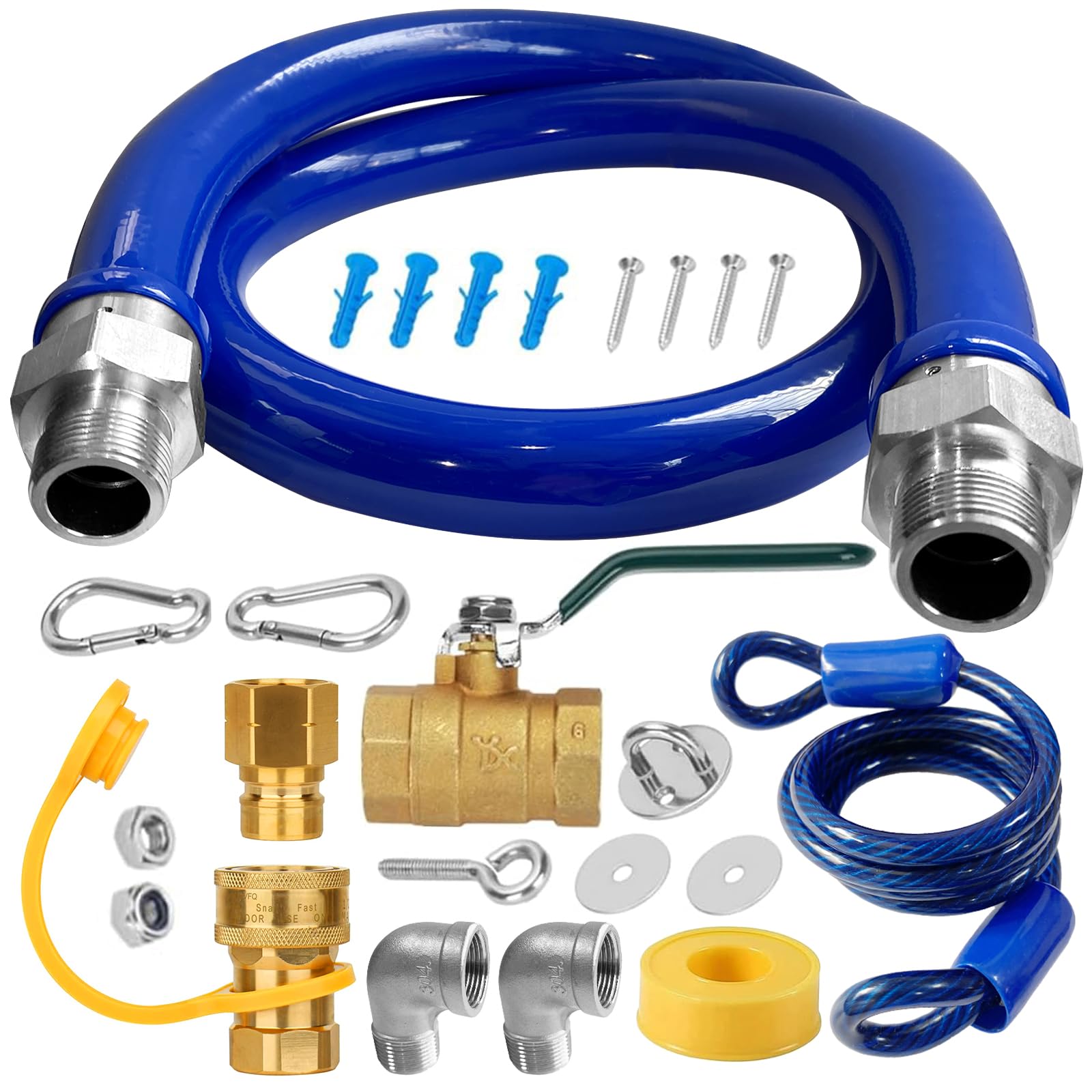 1675KIT48 Safety System Kit, 48" Mobile Gas Hose Connector Kit with 2 ...