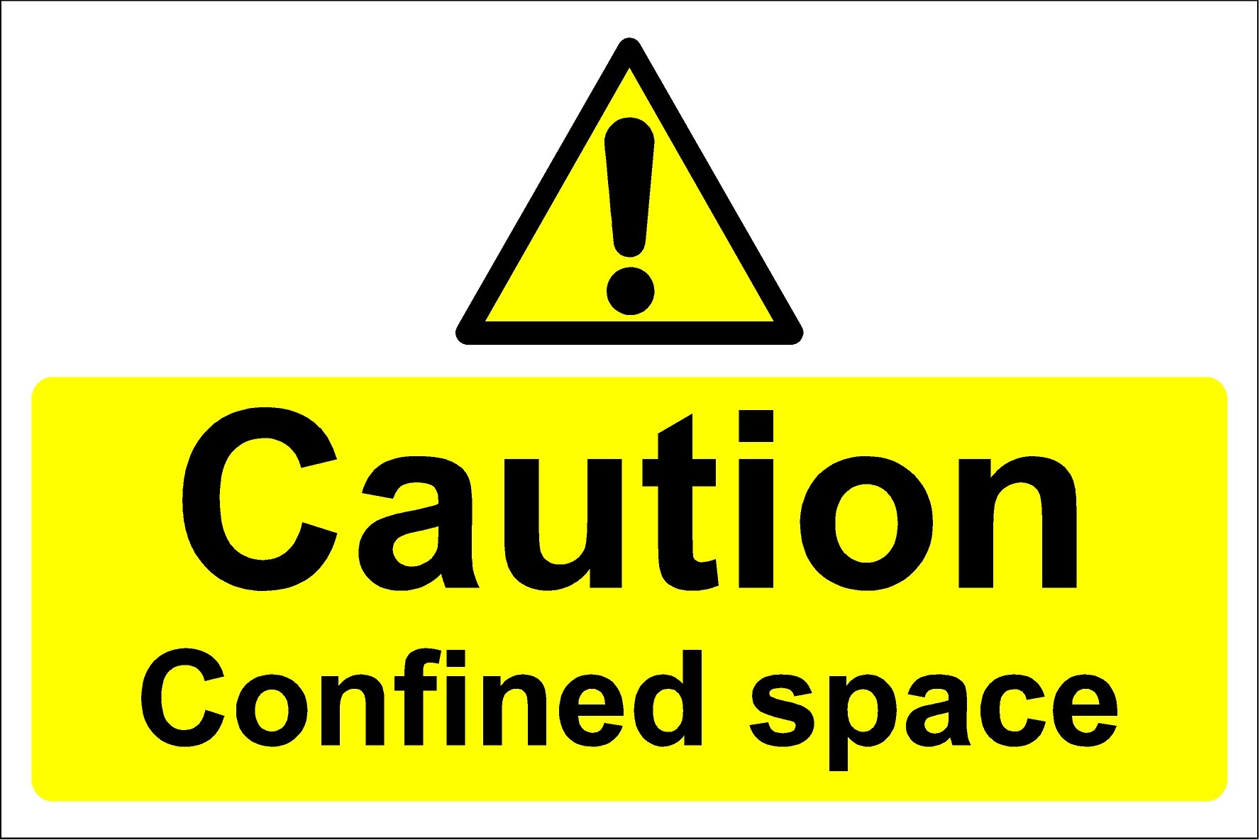Caution Confined Space Safety Sign - Self adhesive sticker 150mm x ...