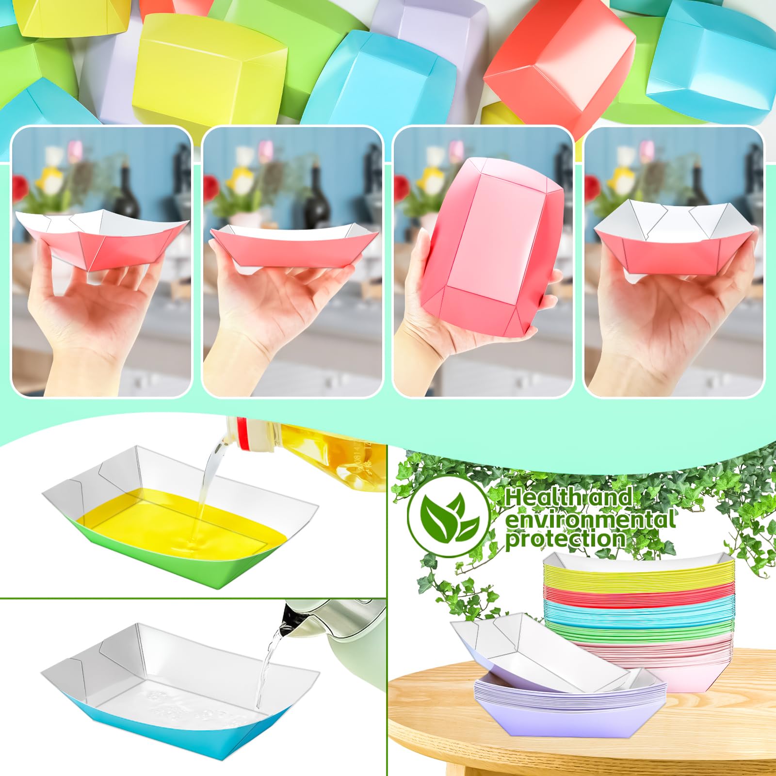 Snapklik.com : MotBach 40 Pack Colorful 1Lb Paper Food Boat Trays ...