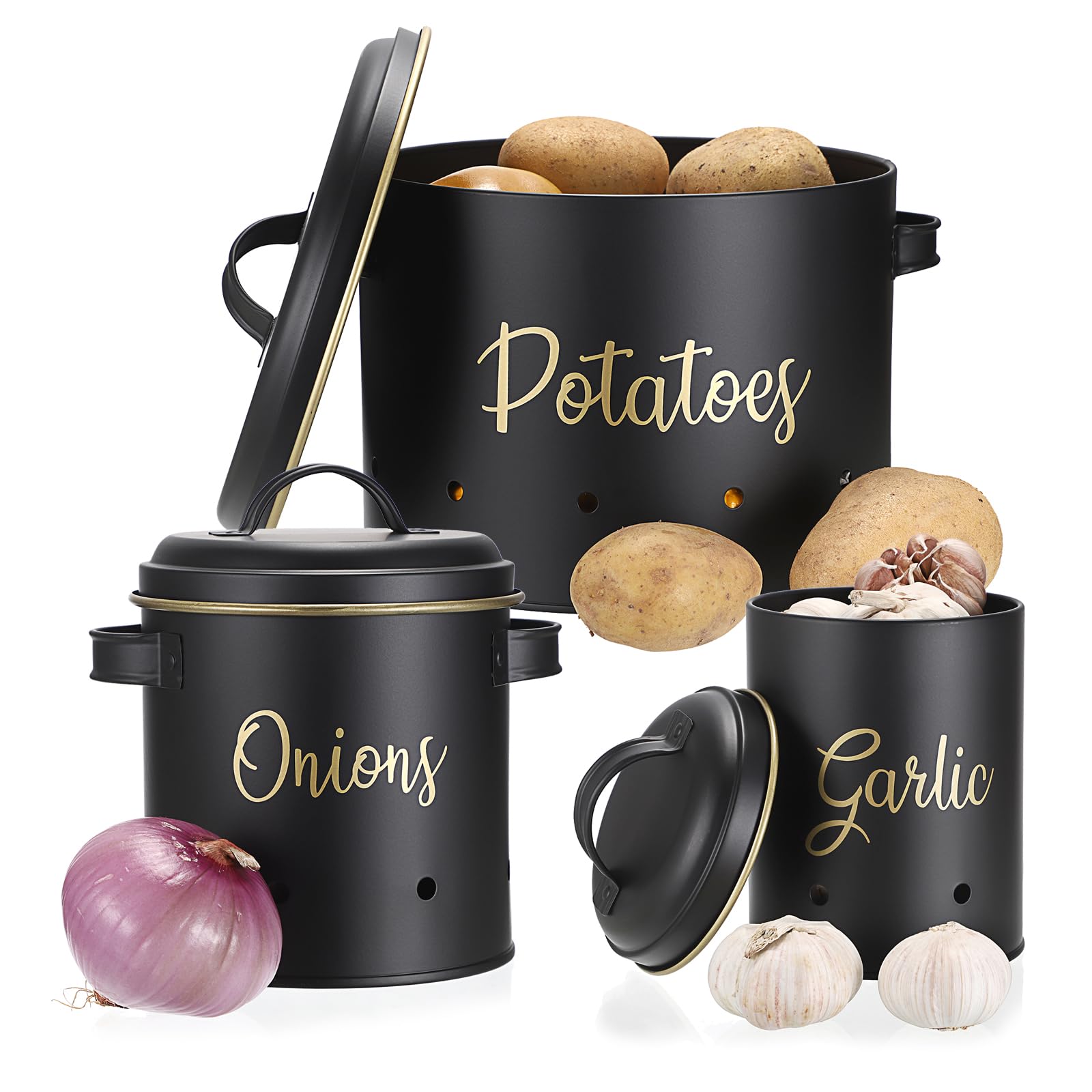 Amazon.com: OwnMy Set of 3 Potato Onion Garlic Storage Bins Vegetable ...