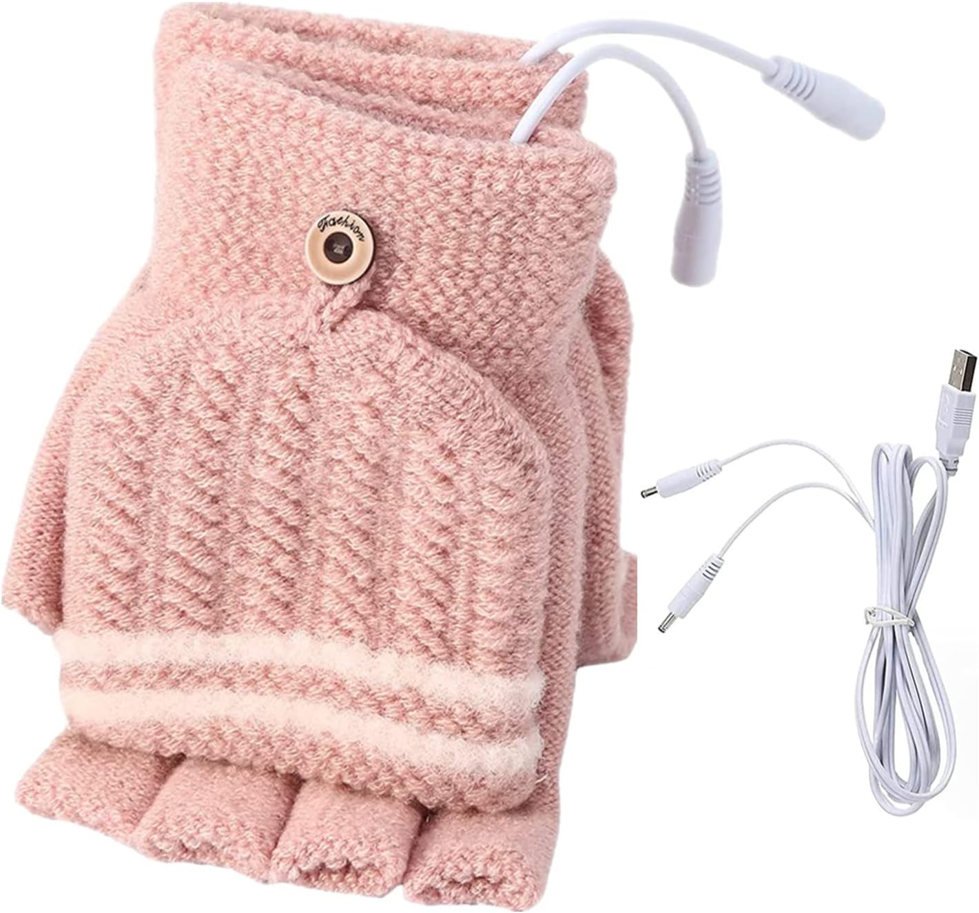USB Heated Winter Knitting Mitten, Full Half Fingers Heating Warm ...