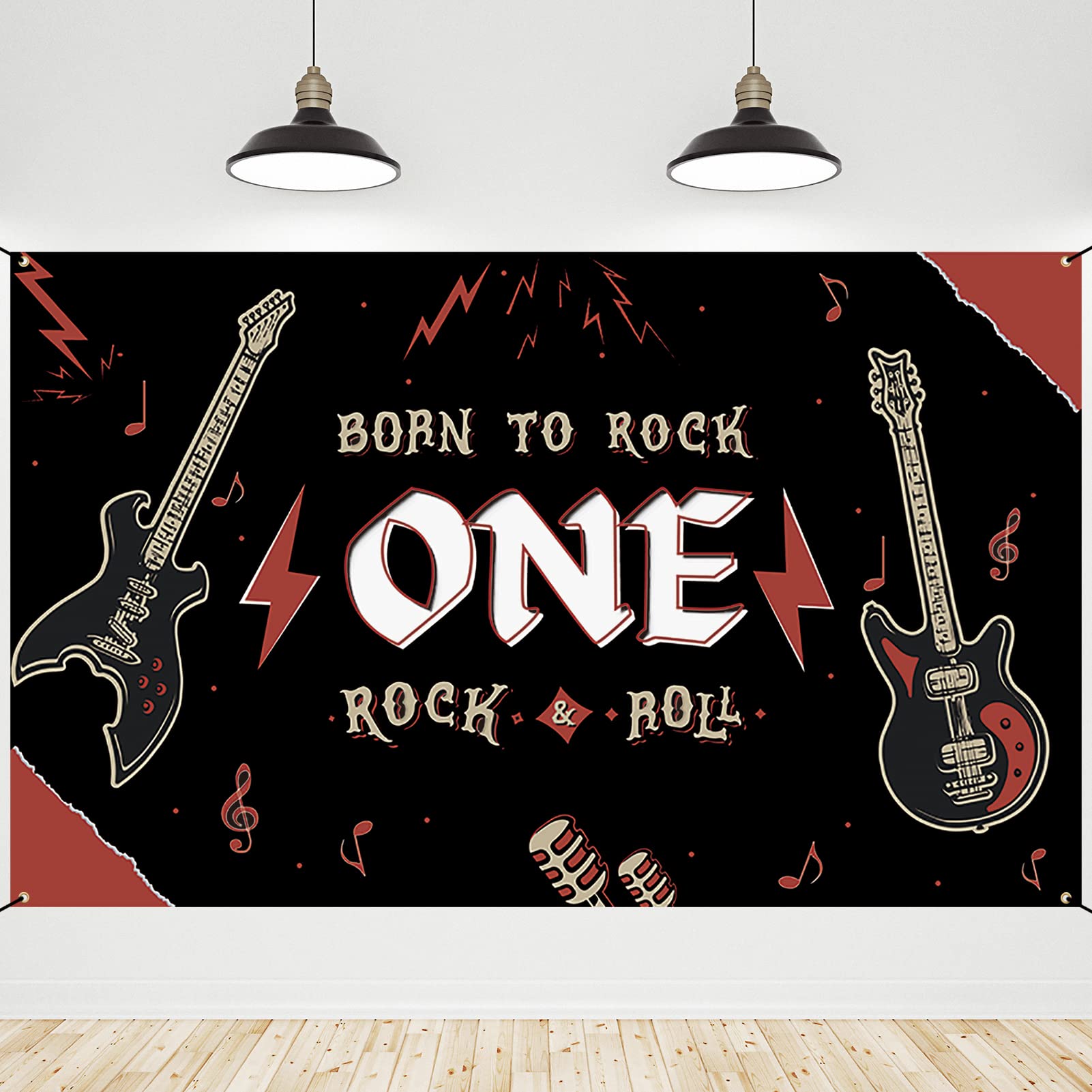 Snapklik.com : Crenics Rock And Roll 1st Birthday Banner Backdrop