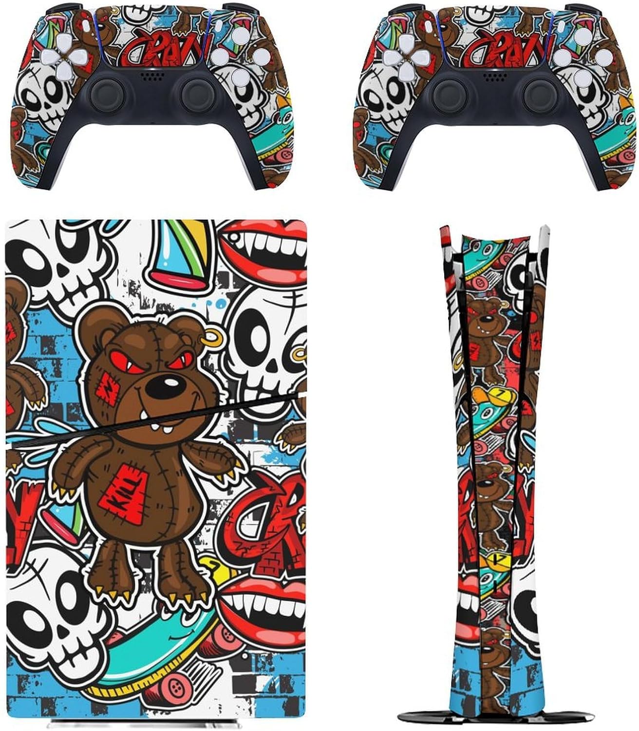 Amazon.com: Graffiti Monsters PS5 Skins,Cute Paint Doodle Bear Love ...