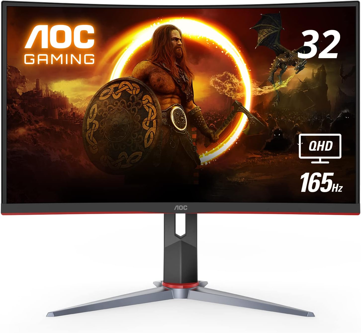 AOC CQ32G2S 32" Curved Frameless Gaming Monitor 2K QHD, 1500R Curved VA ...