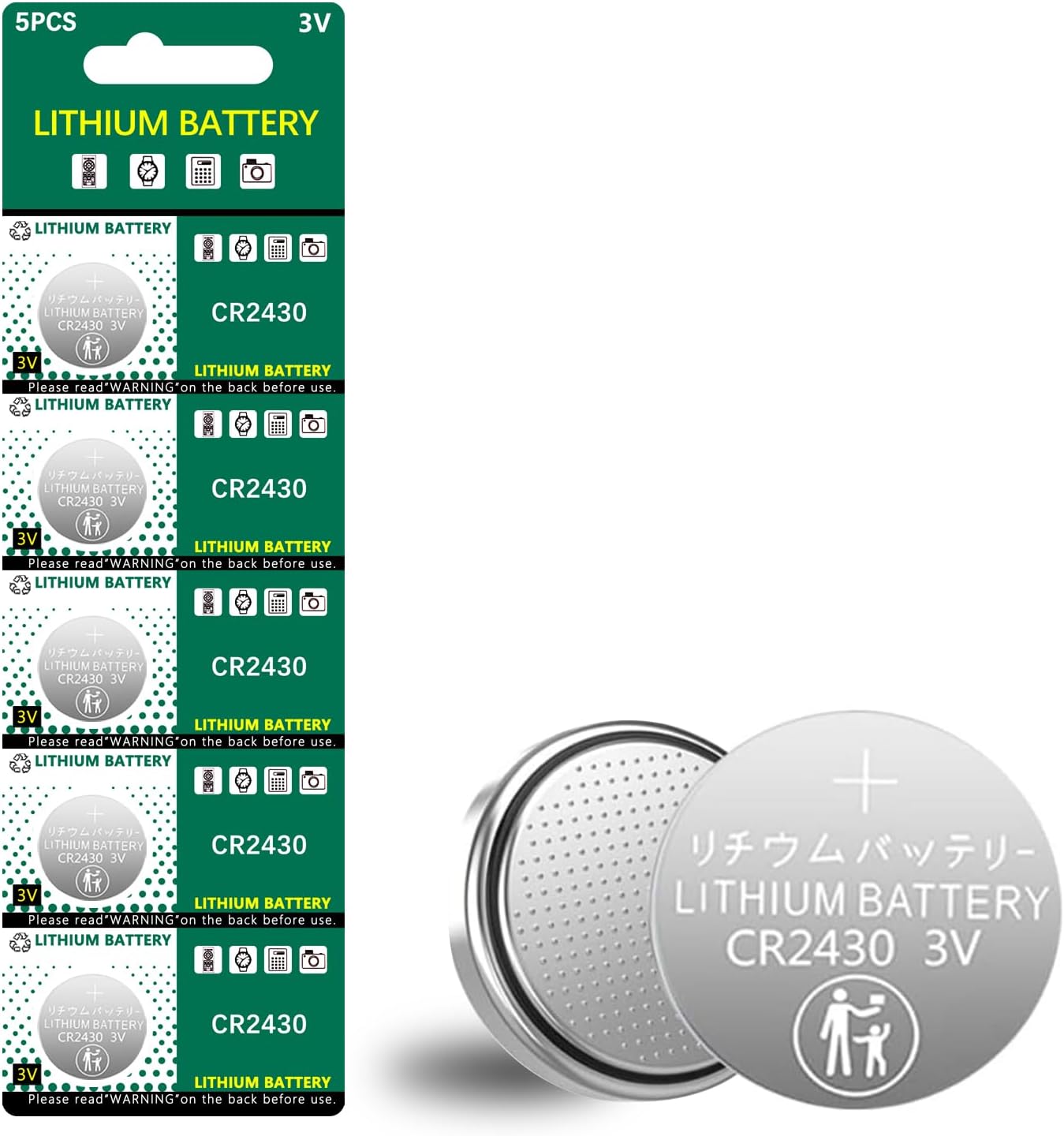 5 Pack CR2430 3V Lithium Battery CR2430 Coin Cell Battery Compliant ...