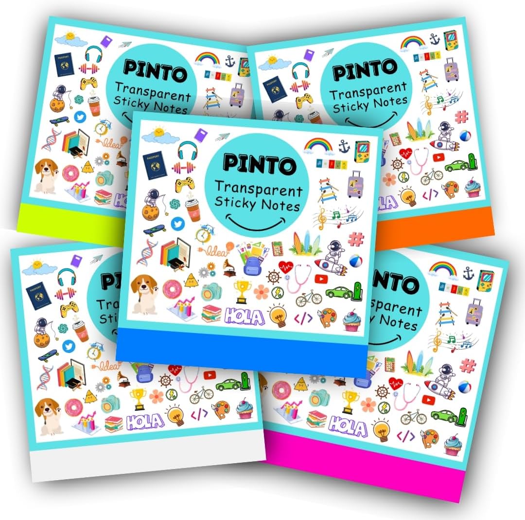 Pinto Transparent Sticky Notes- Pack of 5 |Translucent, Waterproof,Self ...
