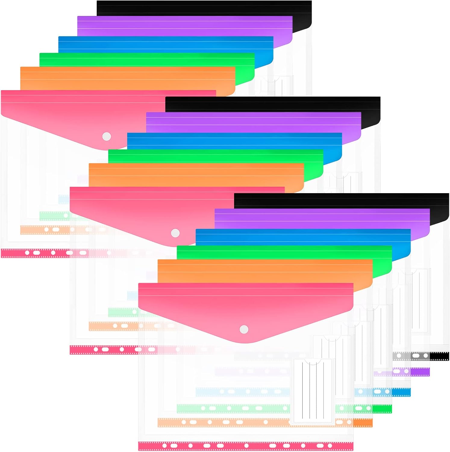 Amazon.com : 18 Pcs Expandable Colored Binder Pocket 11 Holes Binder ...