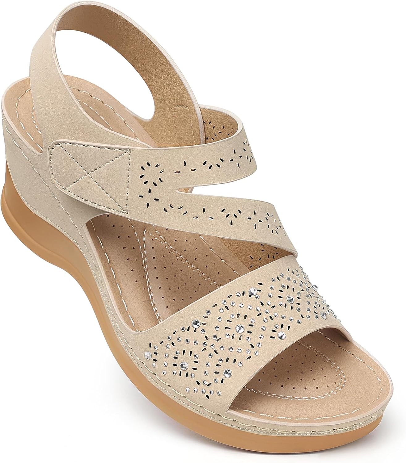 Amazon.com | SHIBEVER Wedge Sandals For Women Low: Dressy Summer ...