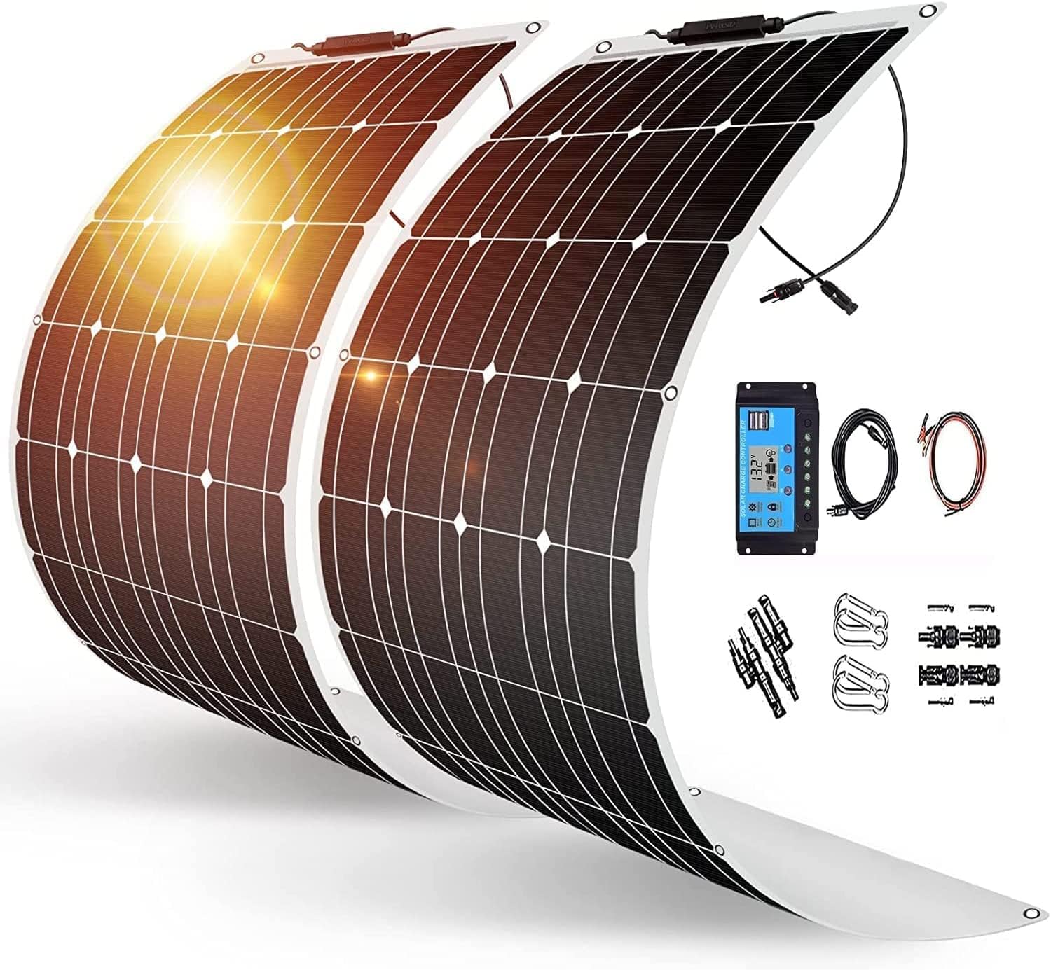 Buy 1200W Flexible Solar Panels, 2Pcs 600 Watt Solar Panel Kit IP67 ...