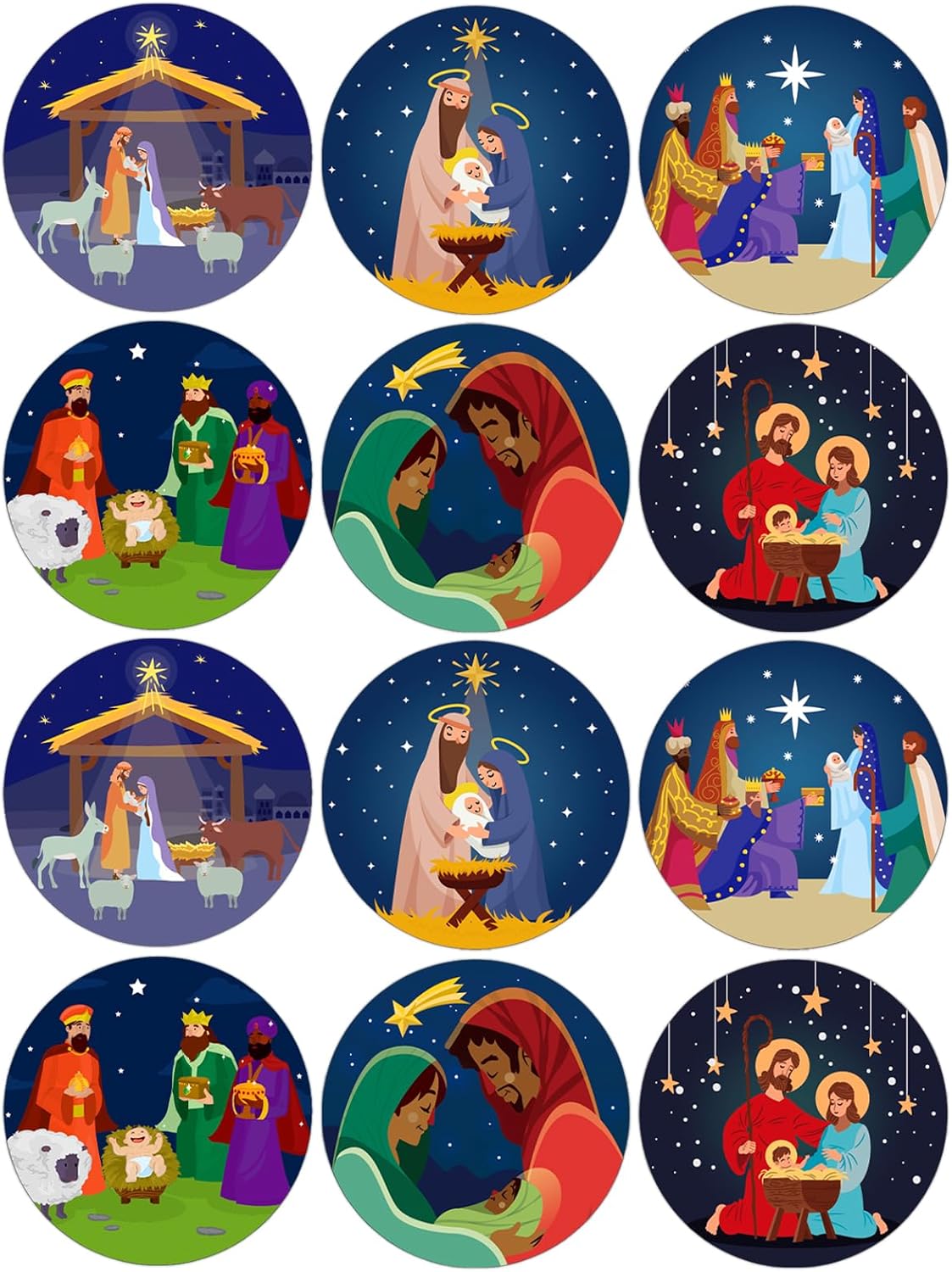 FLYAB 36PCS Christmas Religious Stickers Labels 1.5" Happy Birthday ...