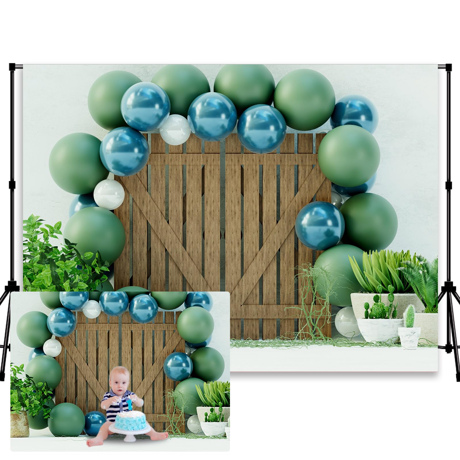 Baby Shower Backgrounds Farm Door Background Balloon Wall Backdrops ...