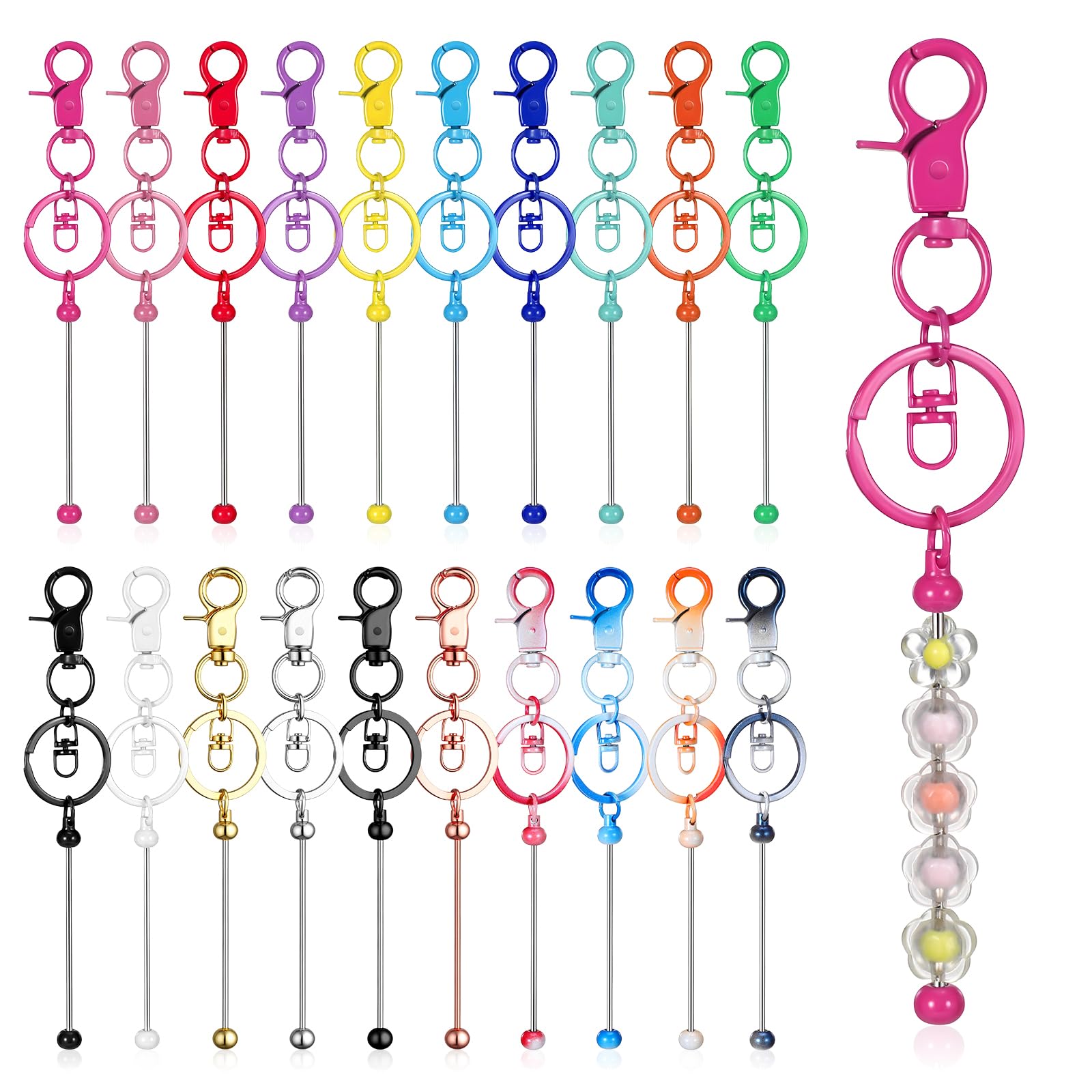 Amazon.com: SynHHergyx 20 Pcs Colorful Beadable Keychain Bar, DIY ...
