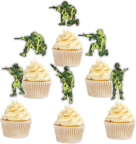 Amazon.com: Camo Cupcake Toppers Army Soldiers Party Decor Men’s ...