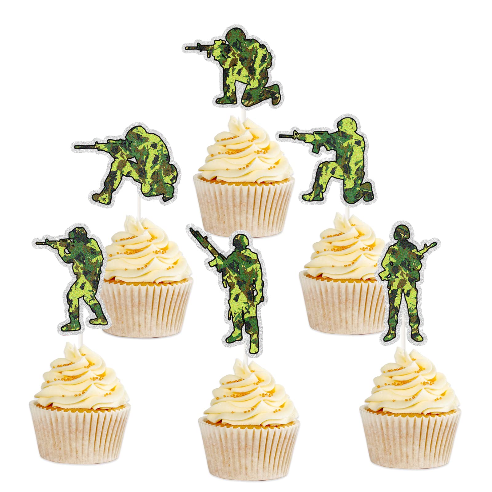 Amazon.com: Camo Cupcake Toppers Army Soldiers Party Decor Men’s ...