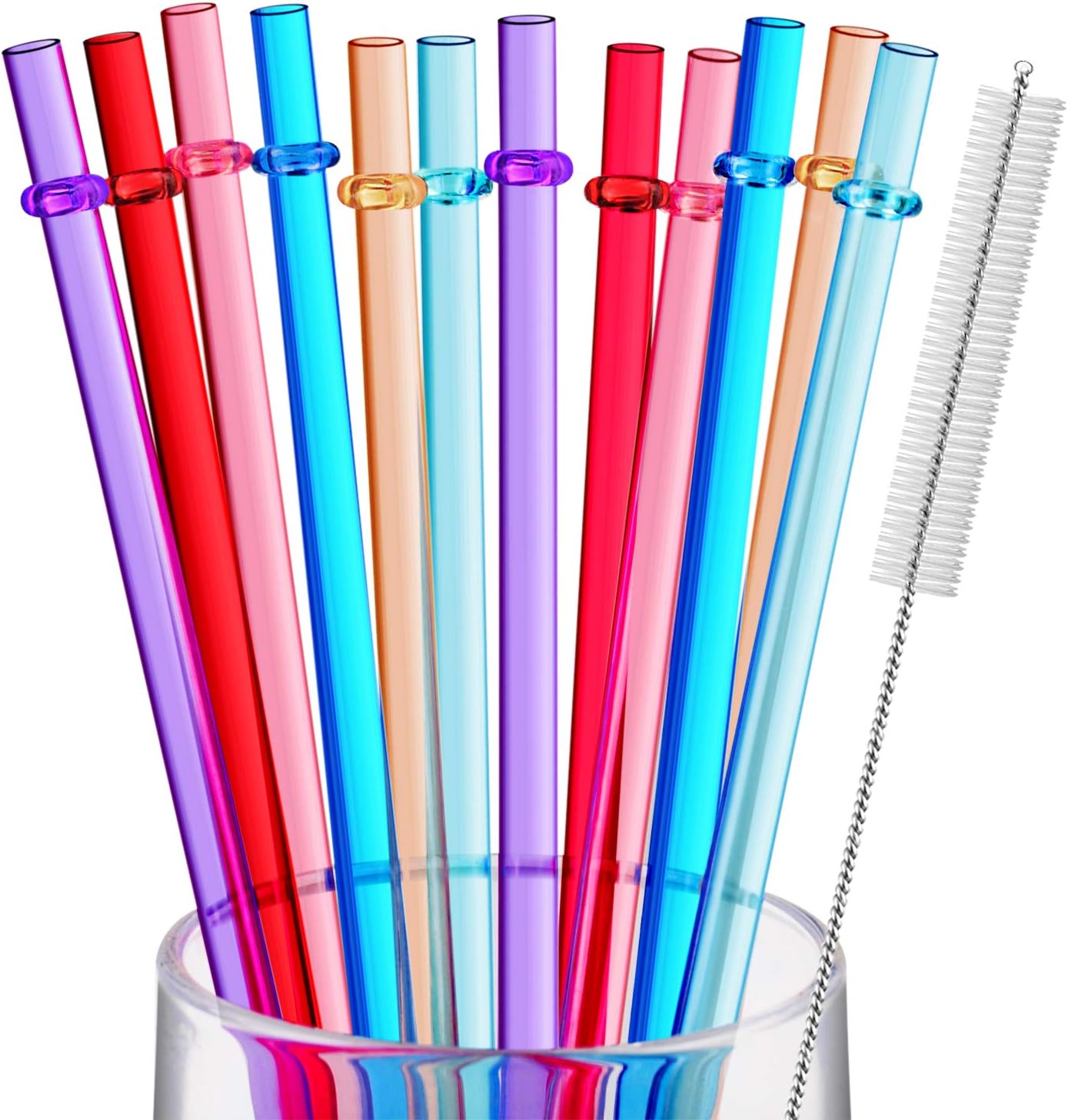Amazon.com: 12 Pieces 10 Inches Reusable Plastic Straws for Tall Cups ...