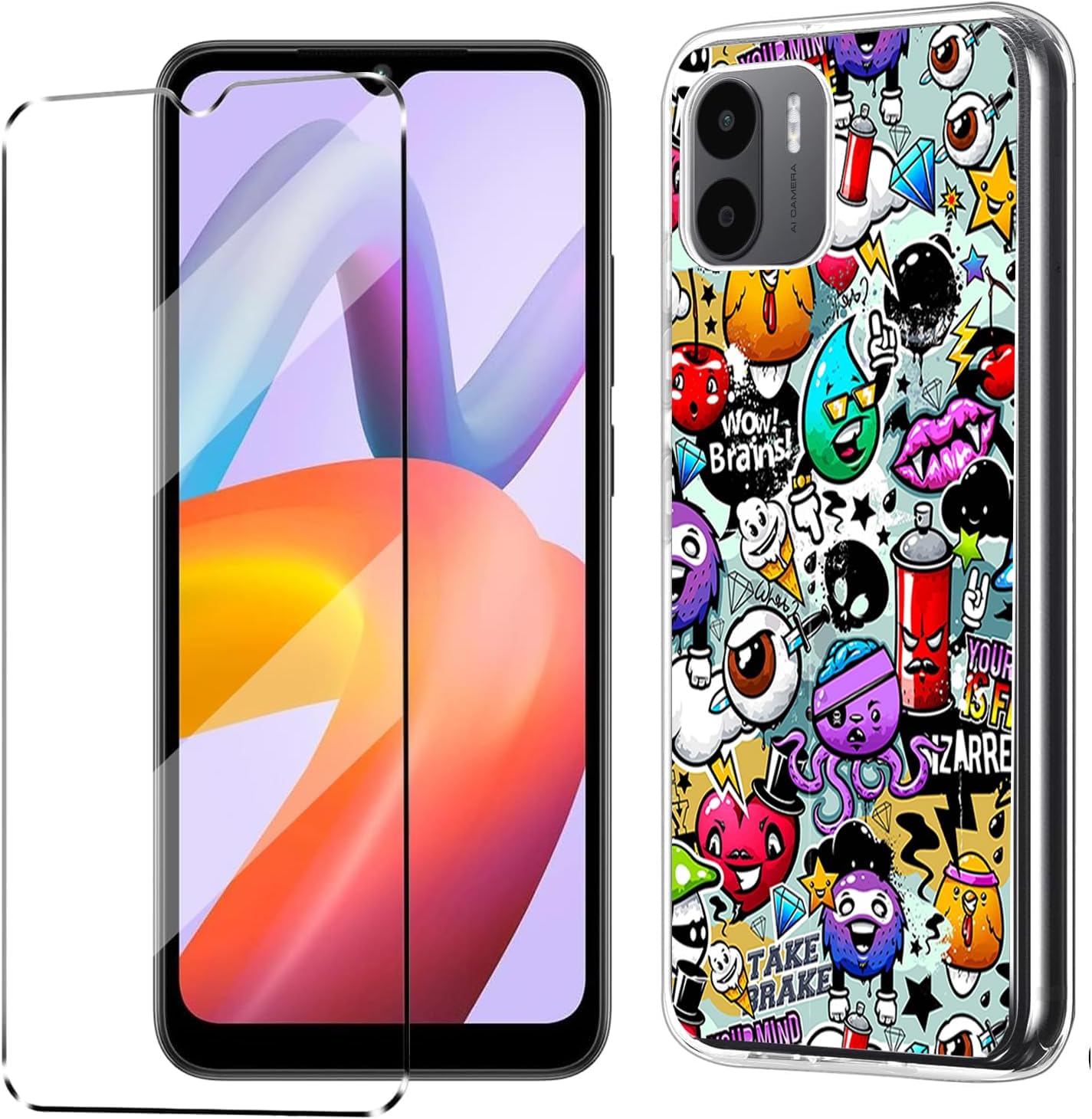 [2 in 1] Case Compatible with Redmi A2 Cover with 1 Pack Tempered Glass ...