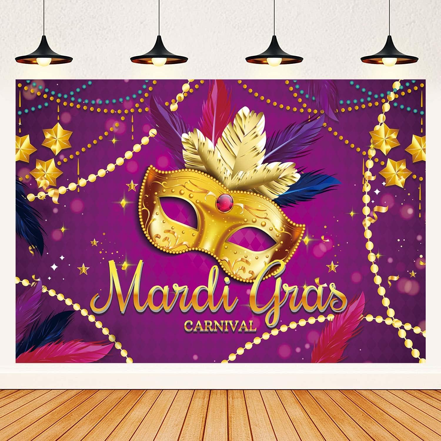 Mardi Gras Backdrop Masquerade Background Mardi Gras Party Supplies ...