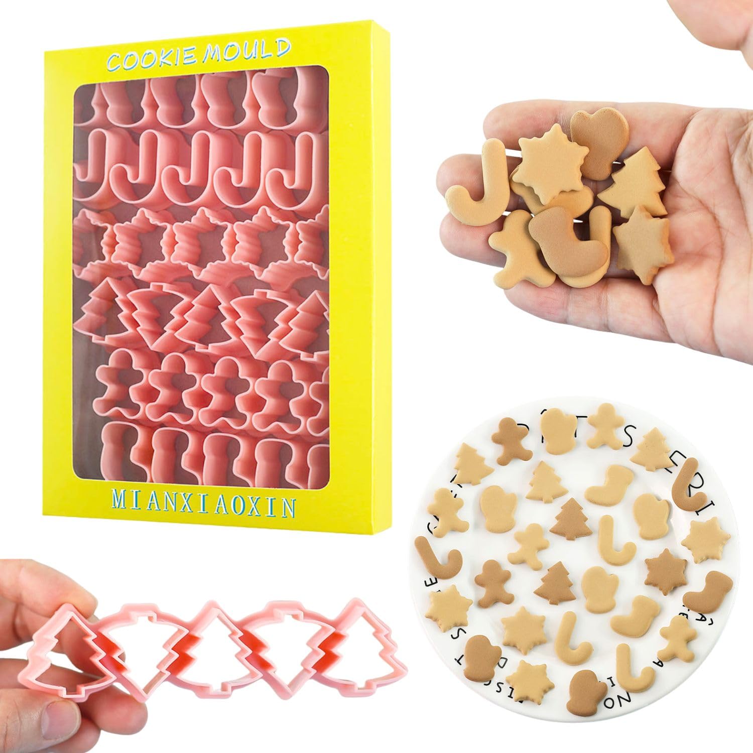 Amazon.com: Mini Christmas Cookie Cutters Set - Gingerbread Man, Tree ...