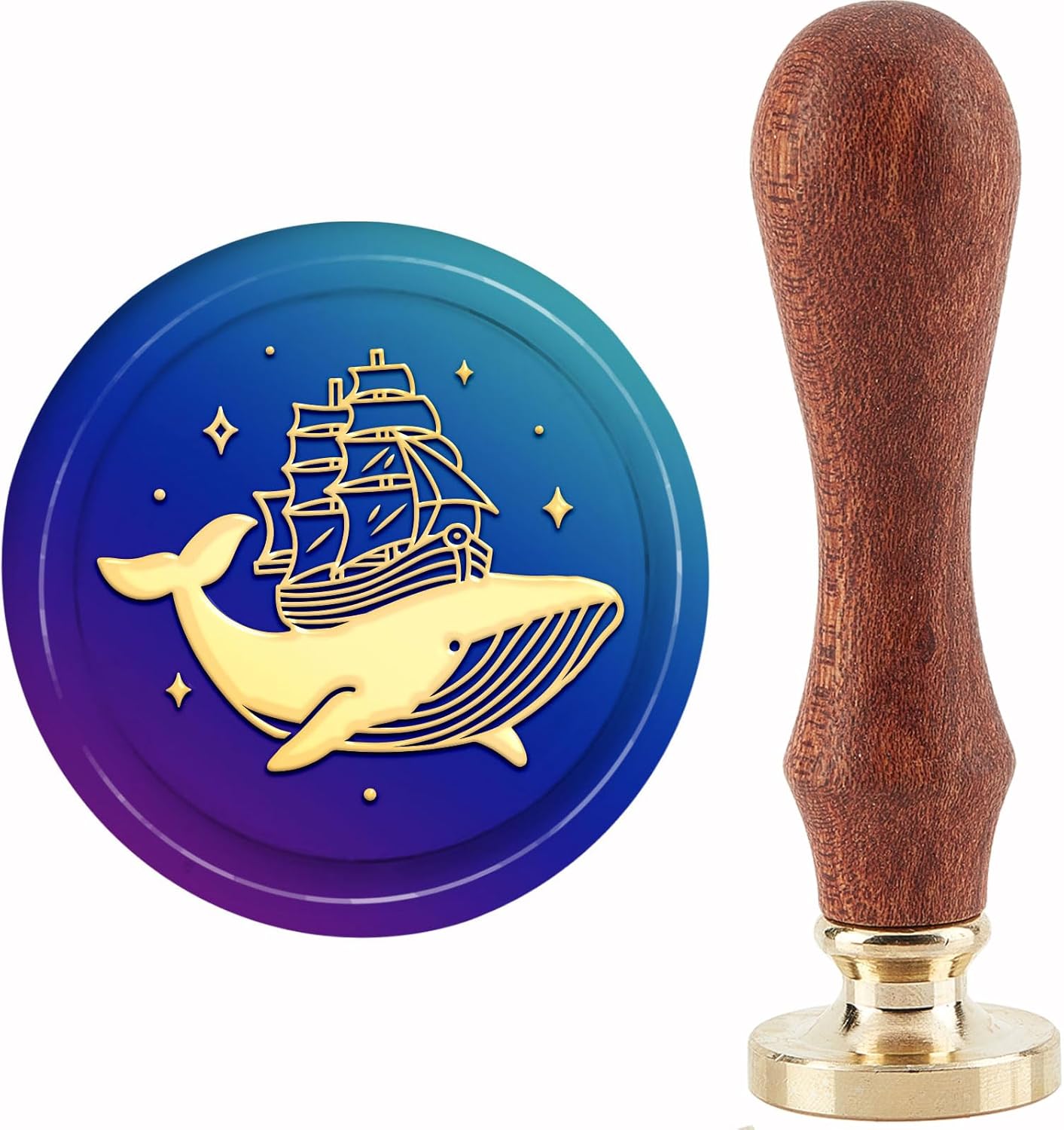 craspire Wax Seal Stamp Whale Sea Creature Sailboat Stamp Copper Seal ...