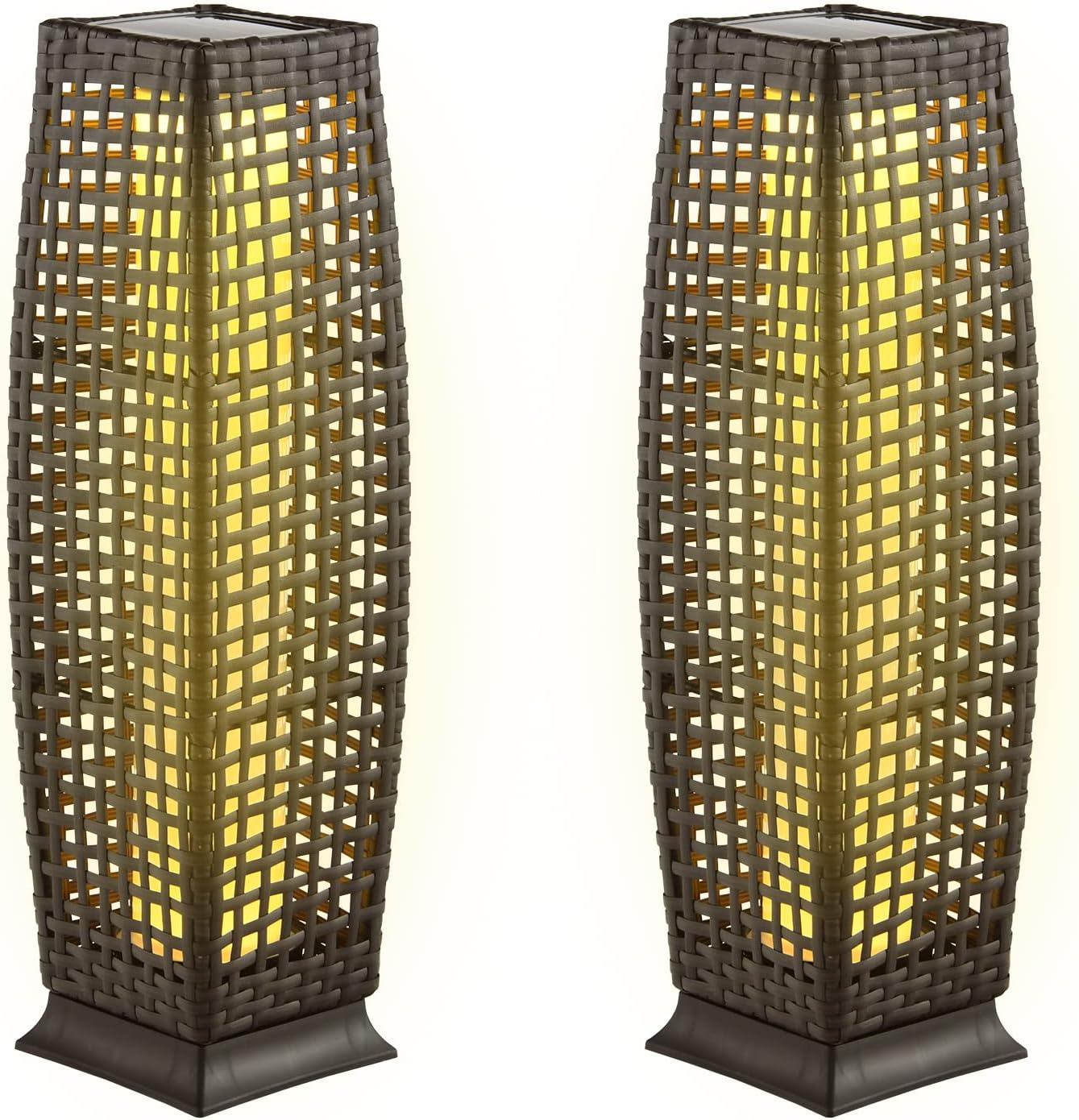 Tangkula 2-Piece Outdoor Solar Powered Floor Lamps, IP65 Waterproof ...