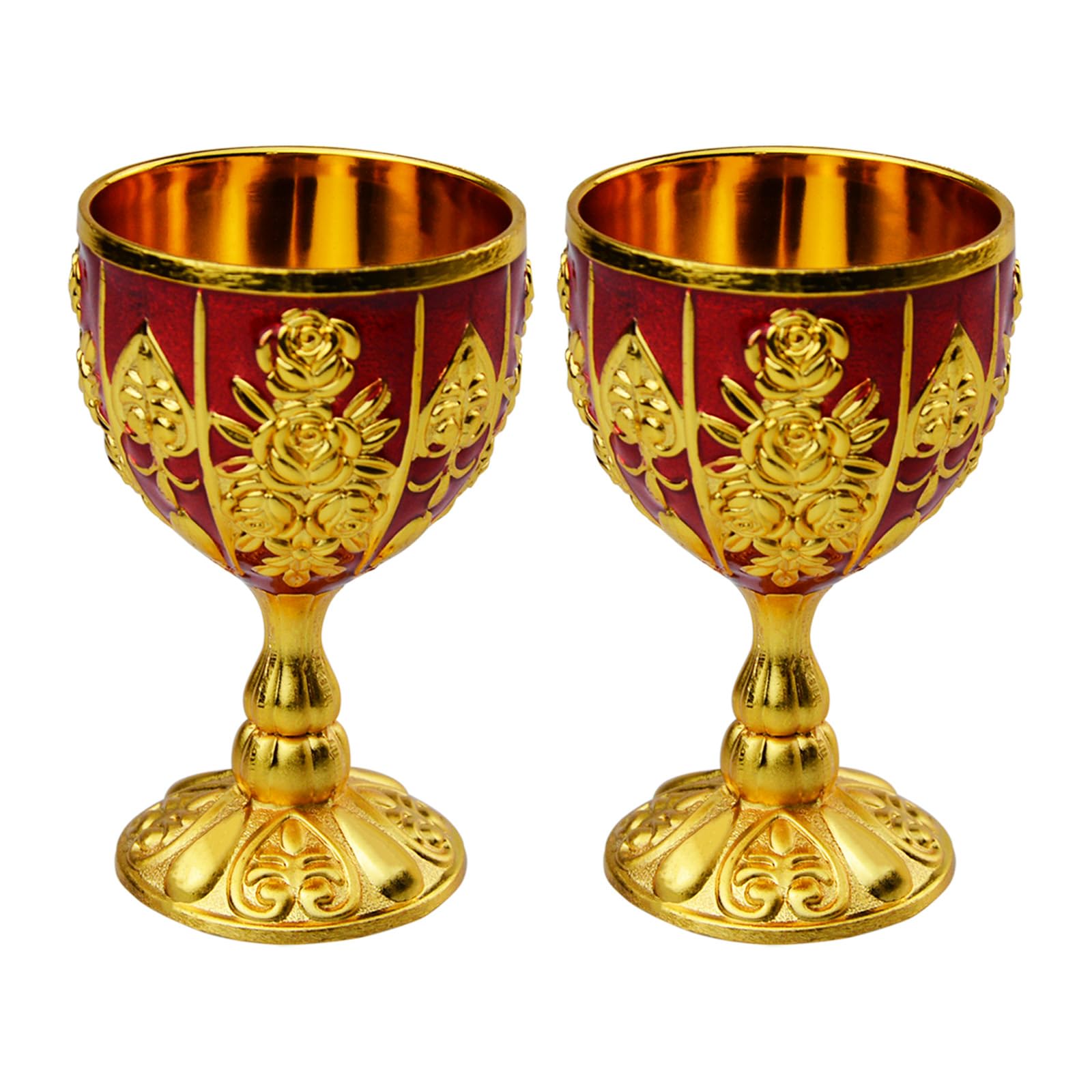 Amazon.com | 2Pcs Vintage Chalice Medieval Goblet, 30Ml Brass Royal ...