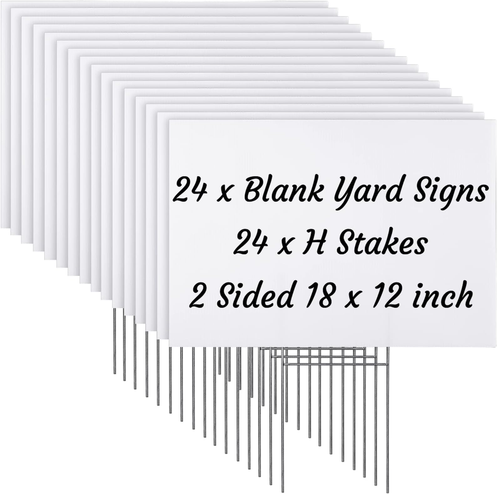 Amazon.com: 24 Sets Blank Yard Signs With H Stakes 12 x 18 Inch ...