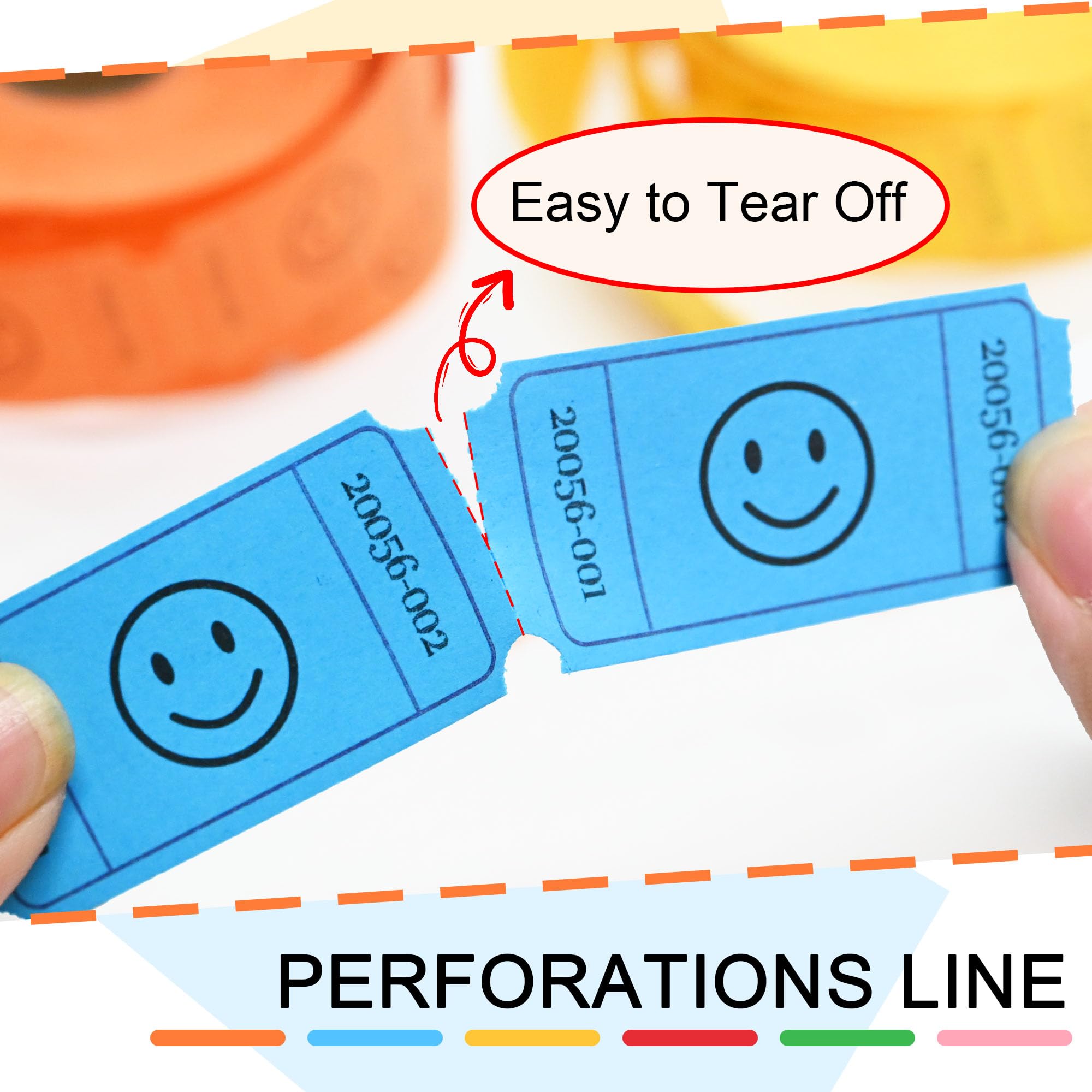 Snapklik.com : 3000 Pack Raffle Tickets, 6 Assorted Colors, Easy-Tear ...