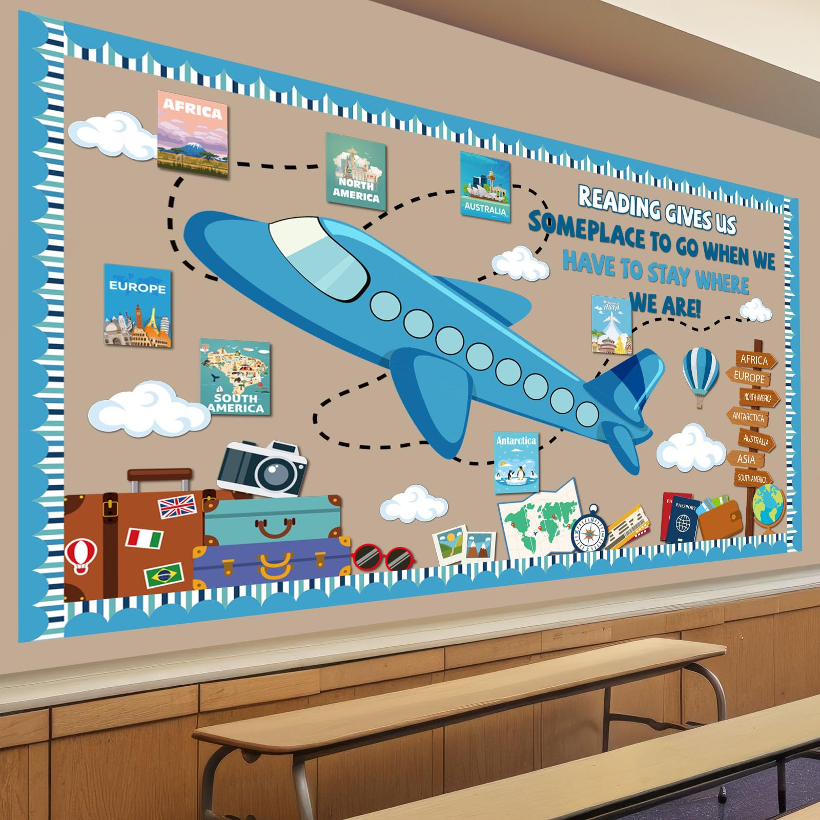 Snapklik.com : Reading Travel Bulletin Board Set Back To School ...