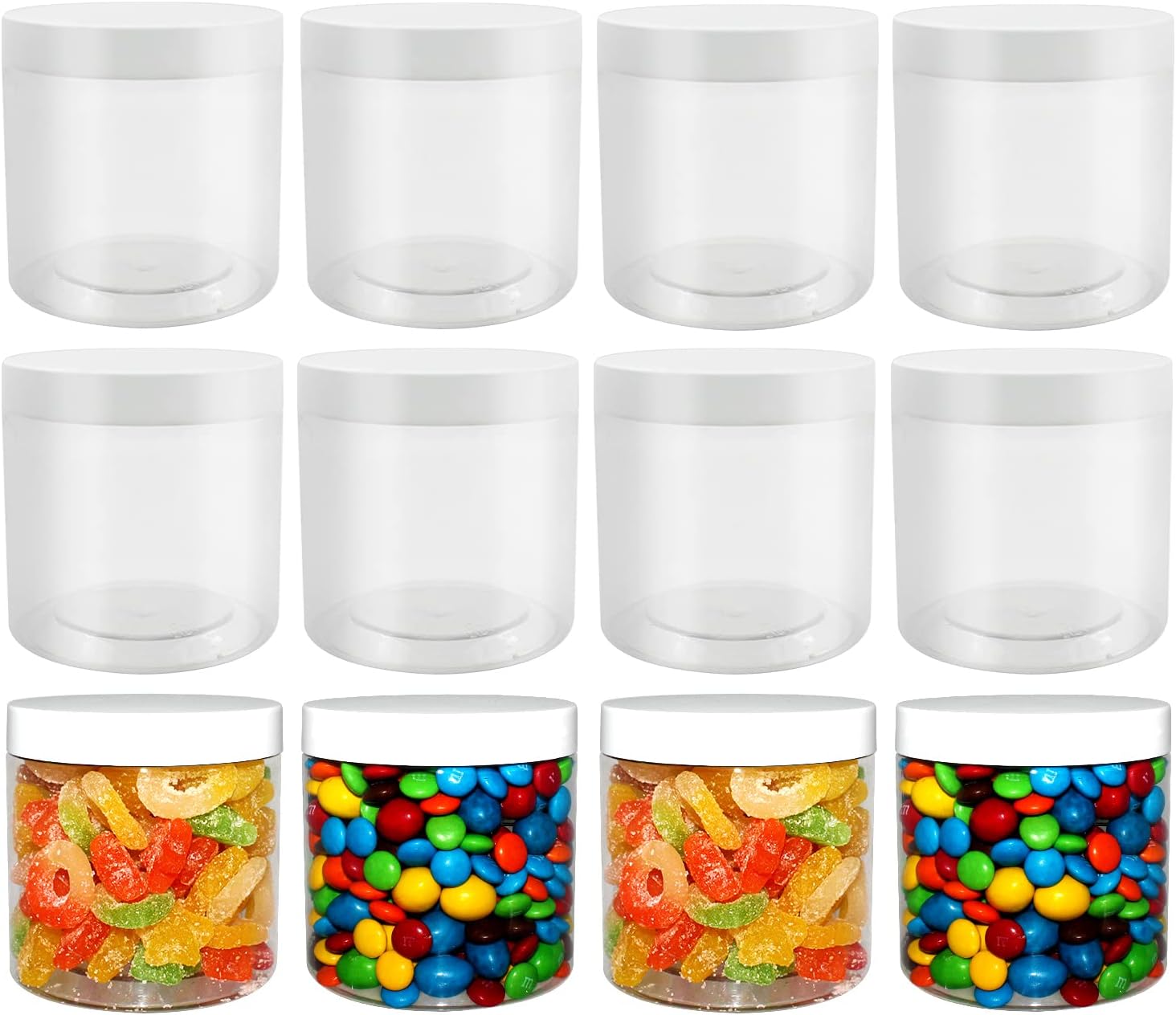 Amazon.com: Pack of 6 - Round Clear Plastic Jars - Empty Plastic ...