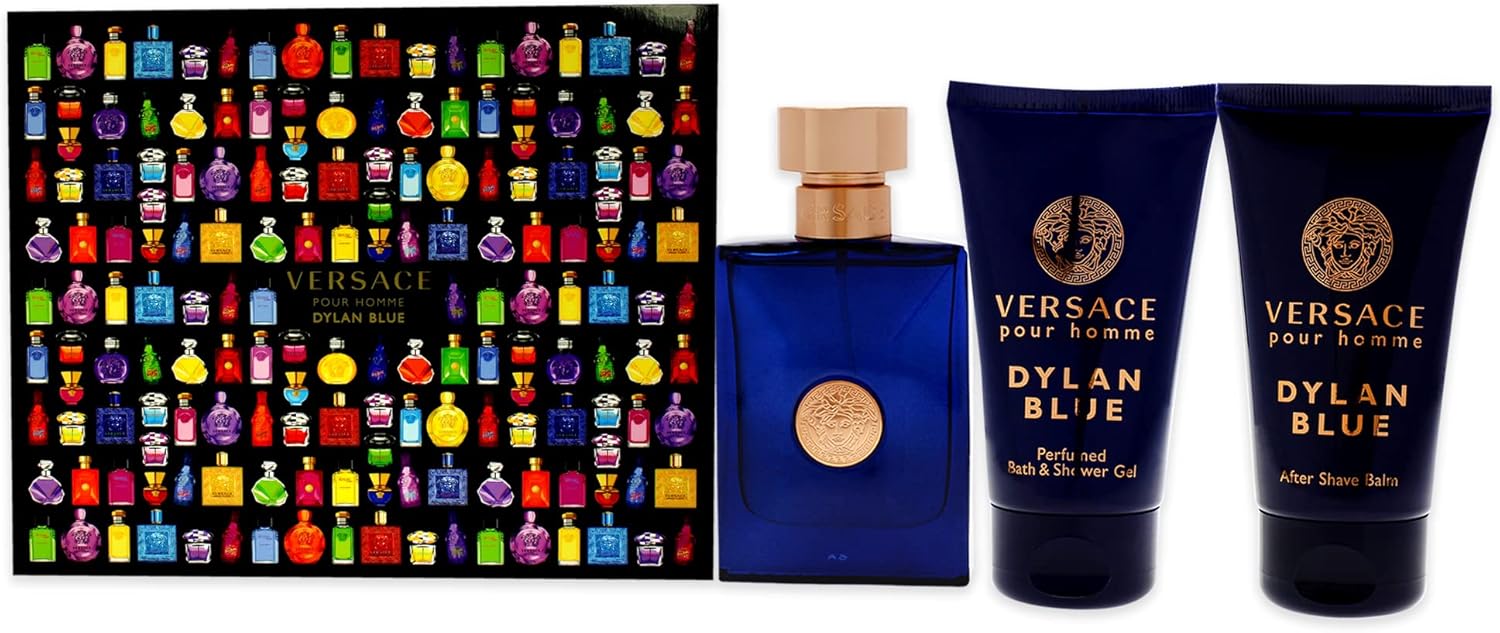 Versace Dylan Blue 3-Piece Gift Set for Men, 1.7 Oz (Packaging May Vary ...