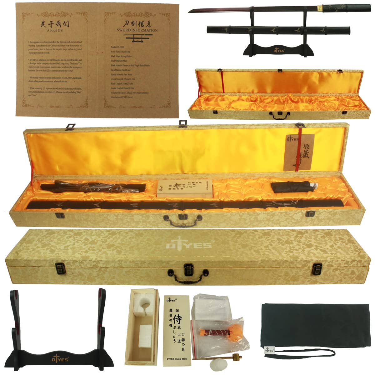 Buy DTYES Full Tang Handmade Japanese Samurai Real Sharp Katana Kit ...