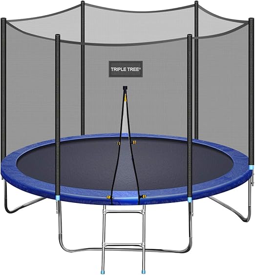 Amazon.com : TRIPLE TREE Trampoline with Safe Enclosure Net 10-Foot ...