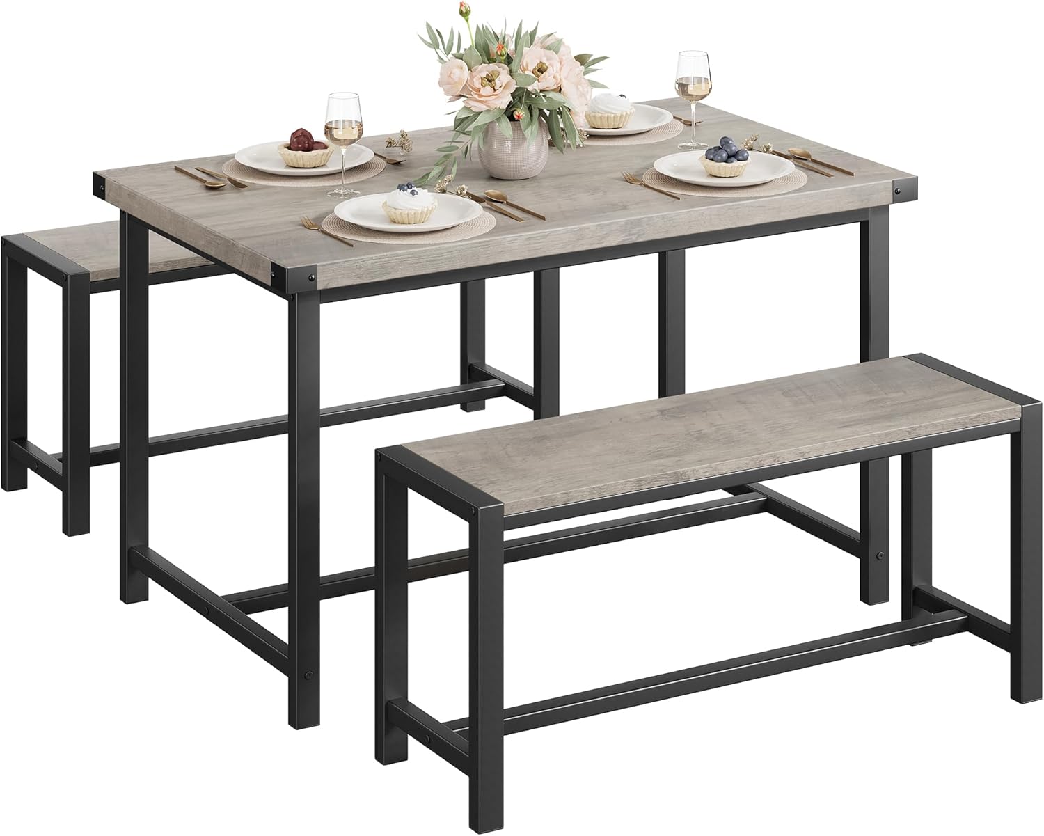 Amazon.com - SunnyFurn 3-Piece Dining Set, 44.4 Inch Tall Kitchen Table ...