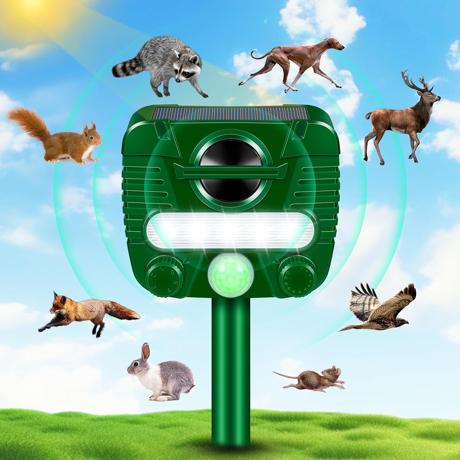 2024 Upgraded Animal Repellent Outdoor Solar Deer Repellent Devices ...